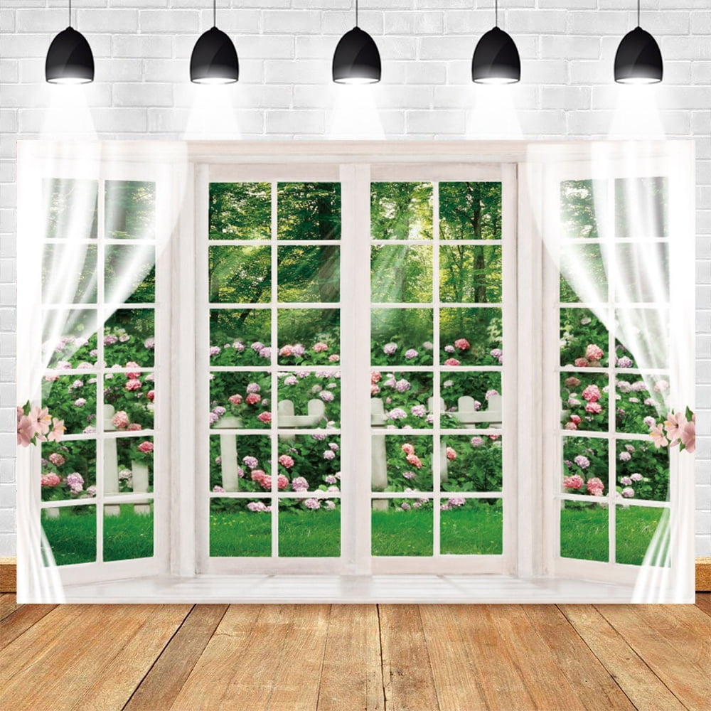 Spring Scenery Photography Background Flower Forest Sunshine Window ...
