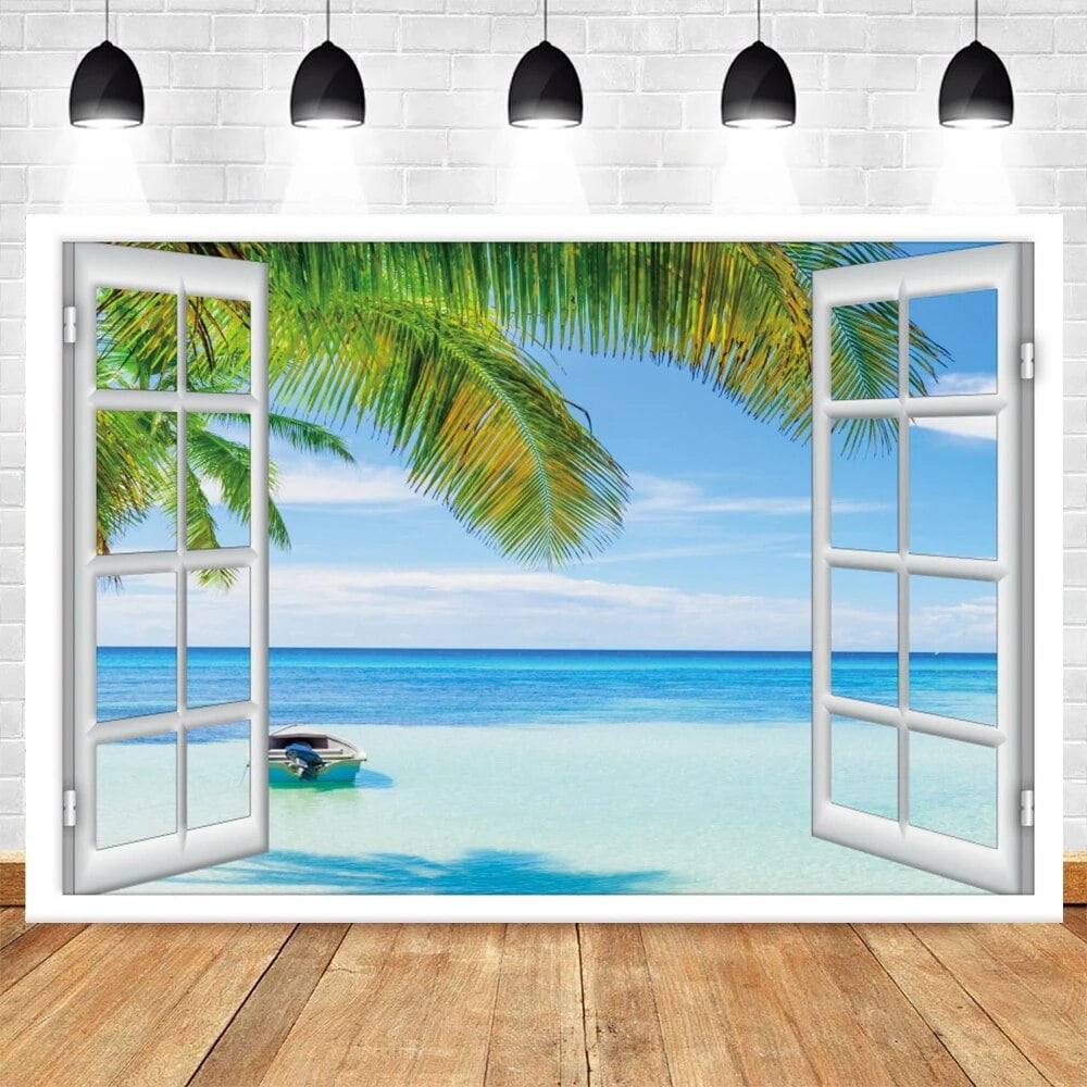 Spring Scenery Window Backdrops For Photography Summer Sea Ocean ...