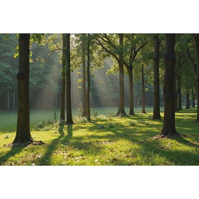 Spring Scery Gre Trees Background Nature Forest Grass Flower Field ...