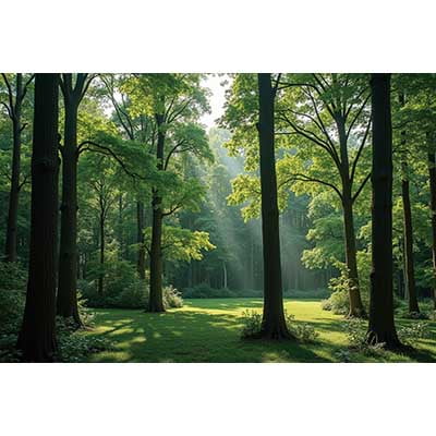 Spring Scery Gre Trees Background Nature Forest Grass Flower Field ...