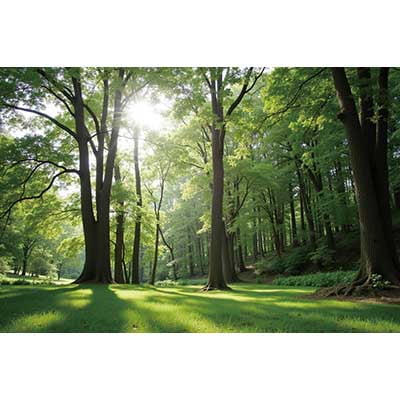 Spring Scery Gre Trees Background Nature Forest Grass Flower Field ...