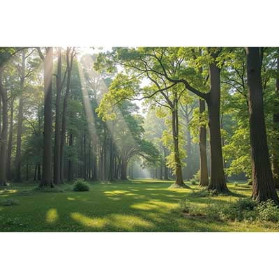 Spring Scery Gre Trees Background Nature Forest Grass Flower Field ...