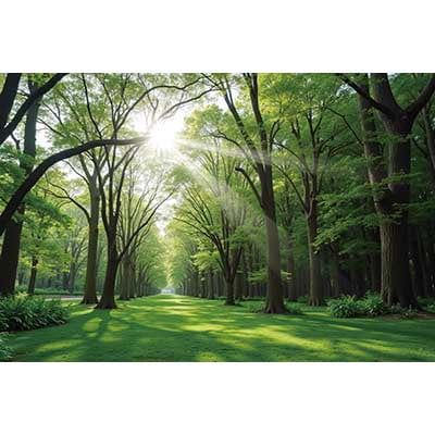 Spring Scery Gre Trees Background Nature Forest Grass Flower Field ...