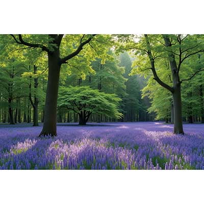 Spring Scery Gre Trees Background Nature Forest Grass Flower Field ...