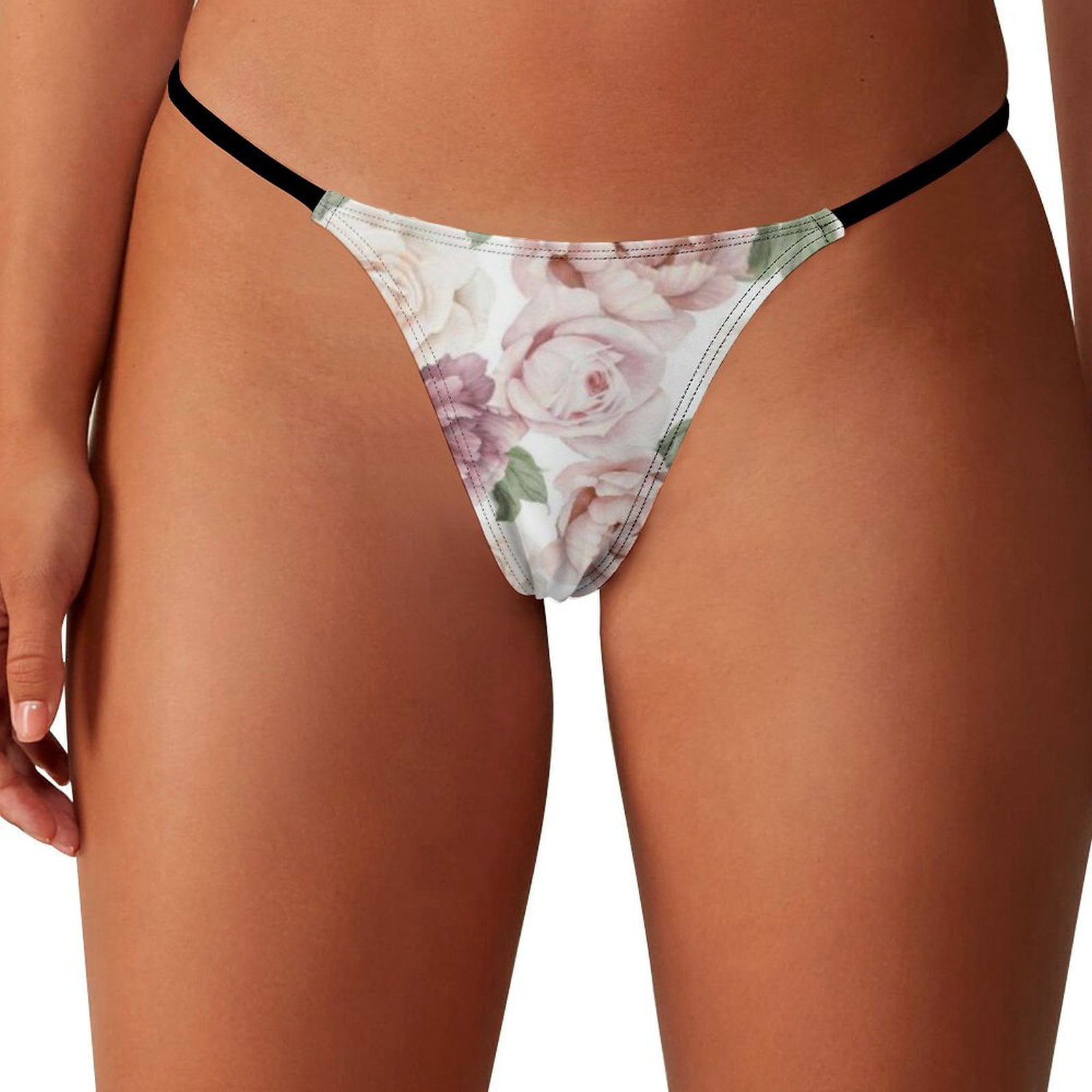 Spring Season Pink Flowers Floral Womens Thongs Panties G Strings T
