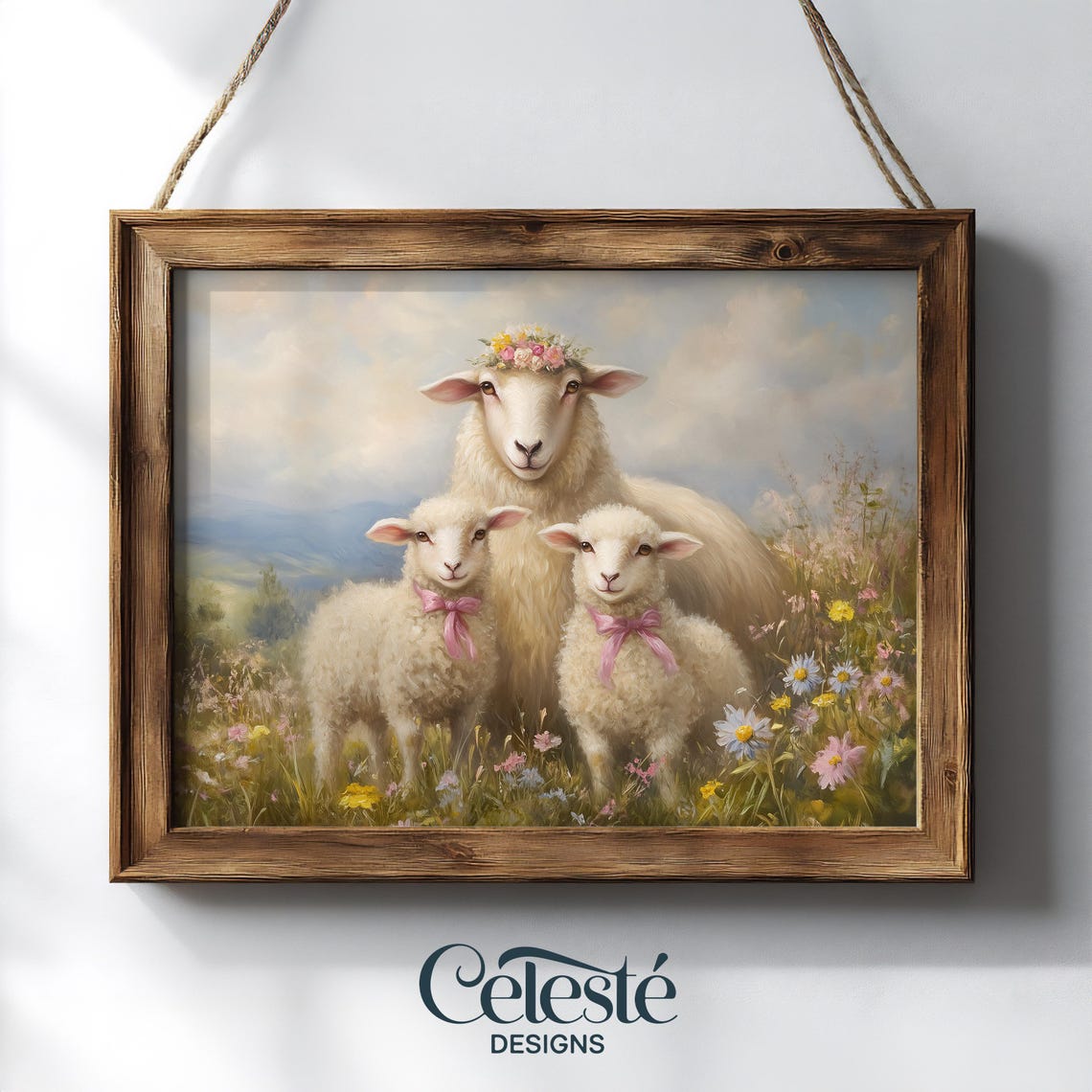 Spring Sheep And Lambs Print, Farmhouse Nursery Wall Art Home Decor ...