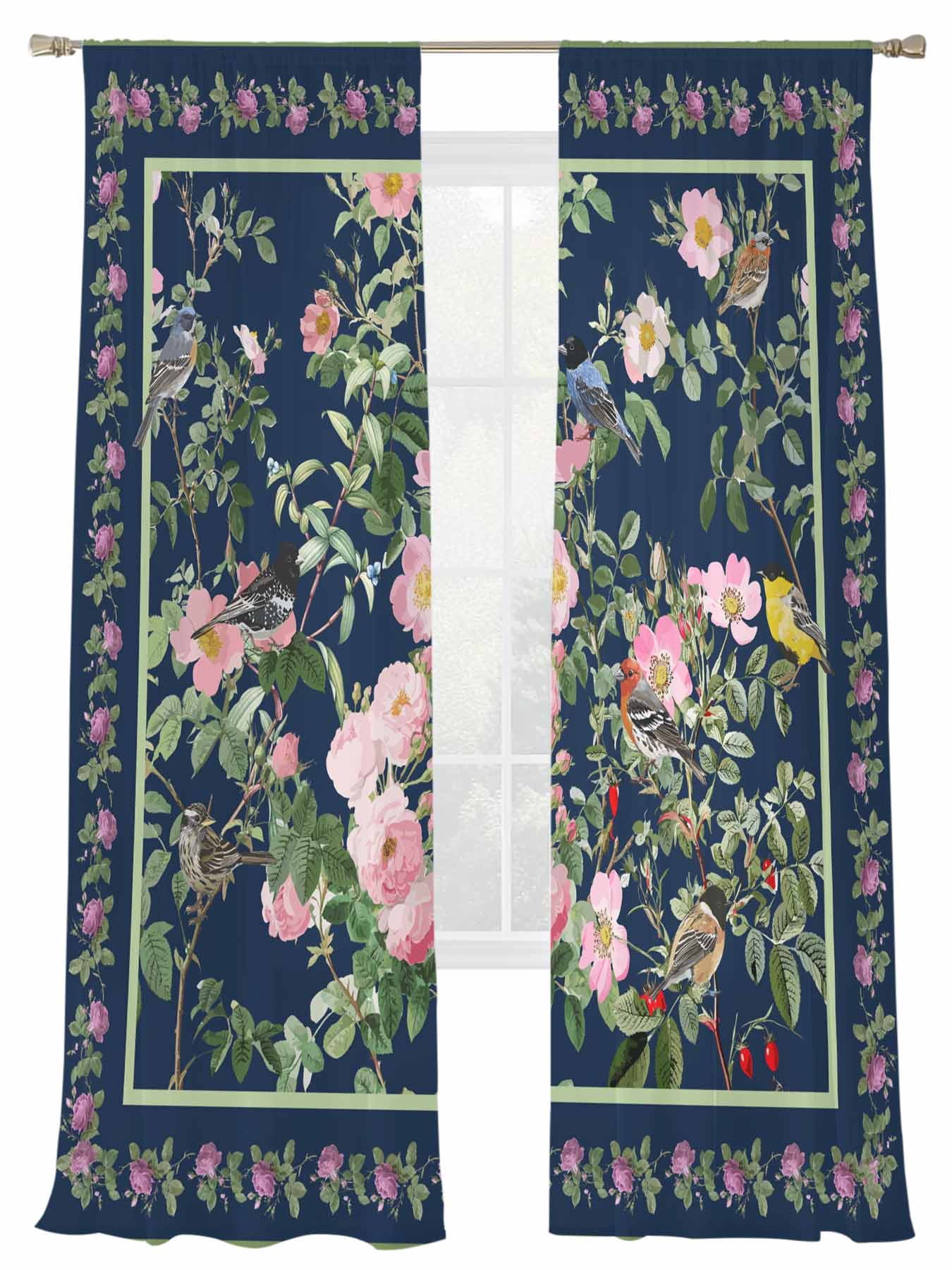Spring Sheer Curtains 2 Panels Set Oriental Traditional Ethnic Floral ...
