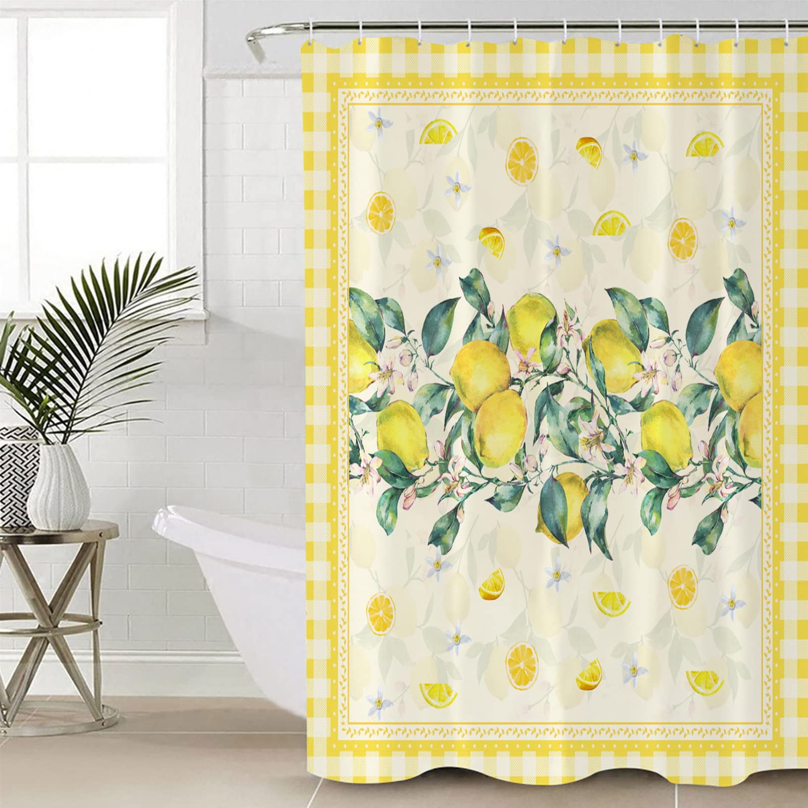 Spring Shower Curtain Flowers Lemons Agriculture Harvest Watercolor Art ...