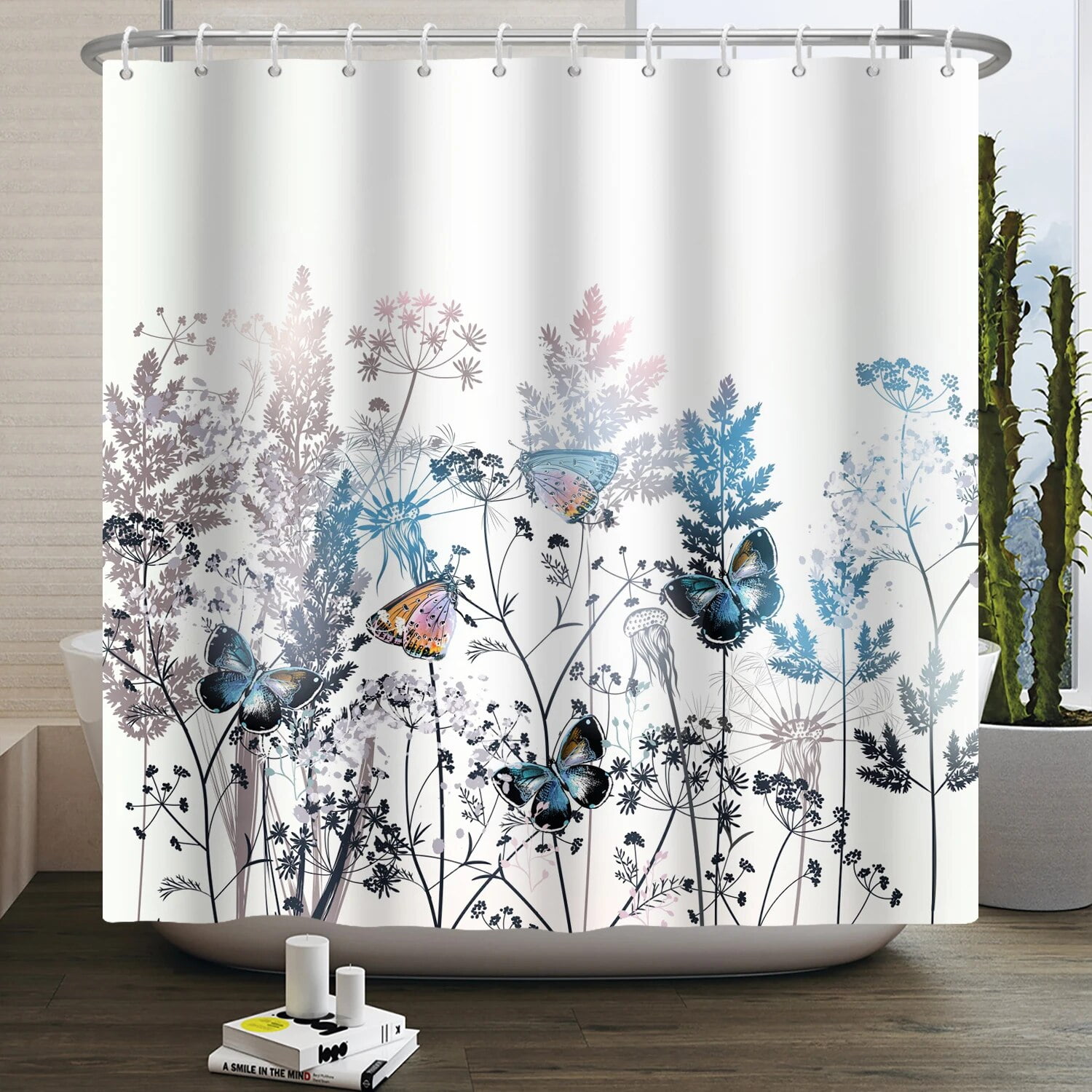Spring Shower Curtain Green Leaf Floral Curtains For Bathroom Vines ...