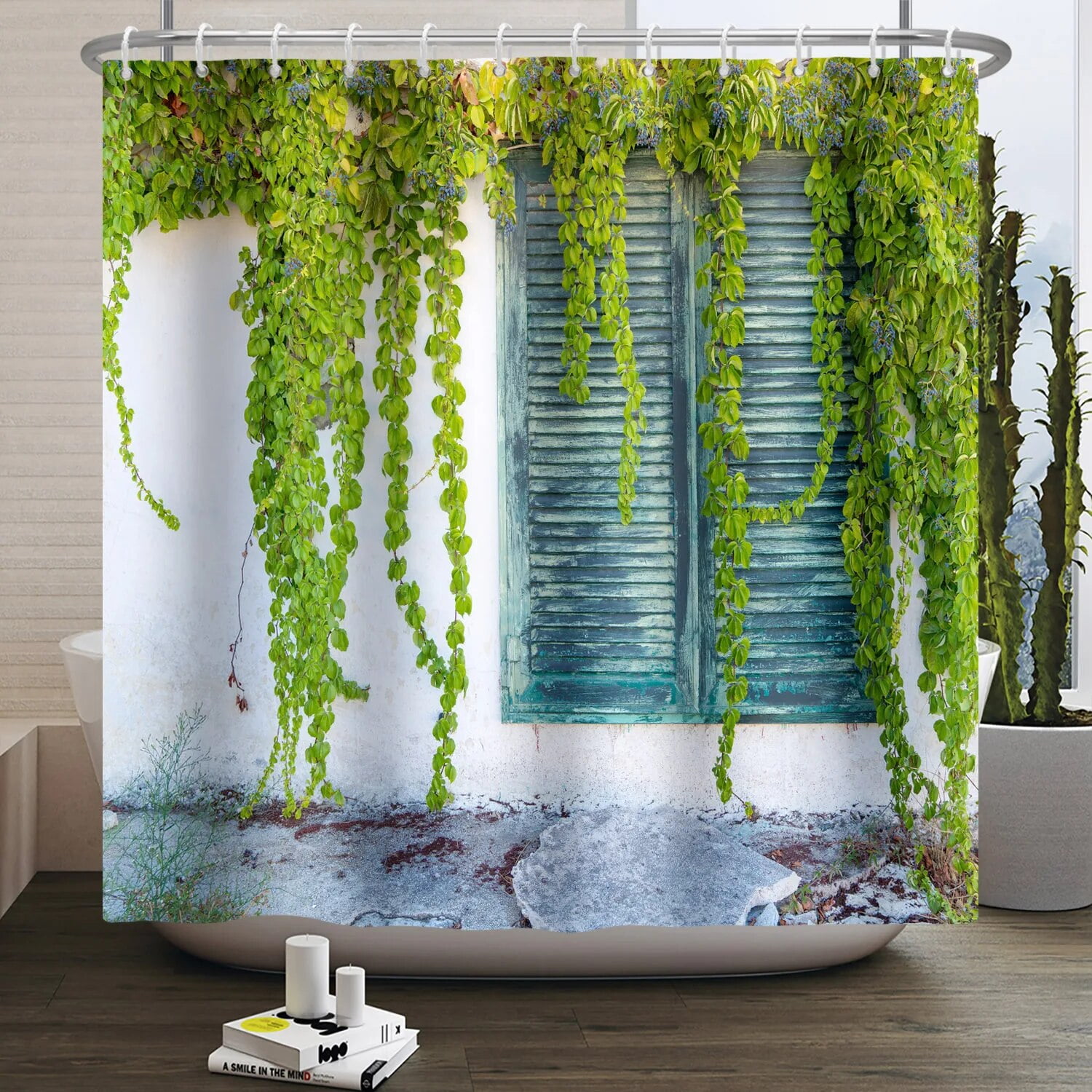 Spring Shower Curtain Green Leaf Floral Curtains For Bathroom Vines ...