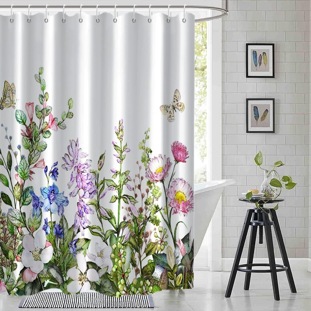 Spring Shower Curtain, Wild Floral Shower Curtain for Bathroom ...