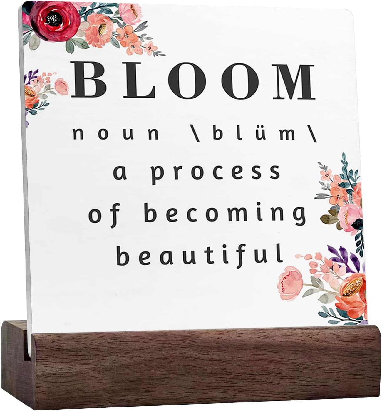 Spring Desk Decor,Bloom Noun Definition Wood Sign Desk Decor,Rustic ...
