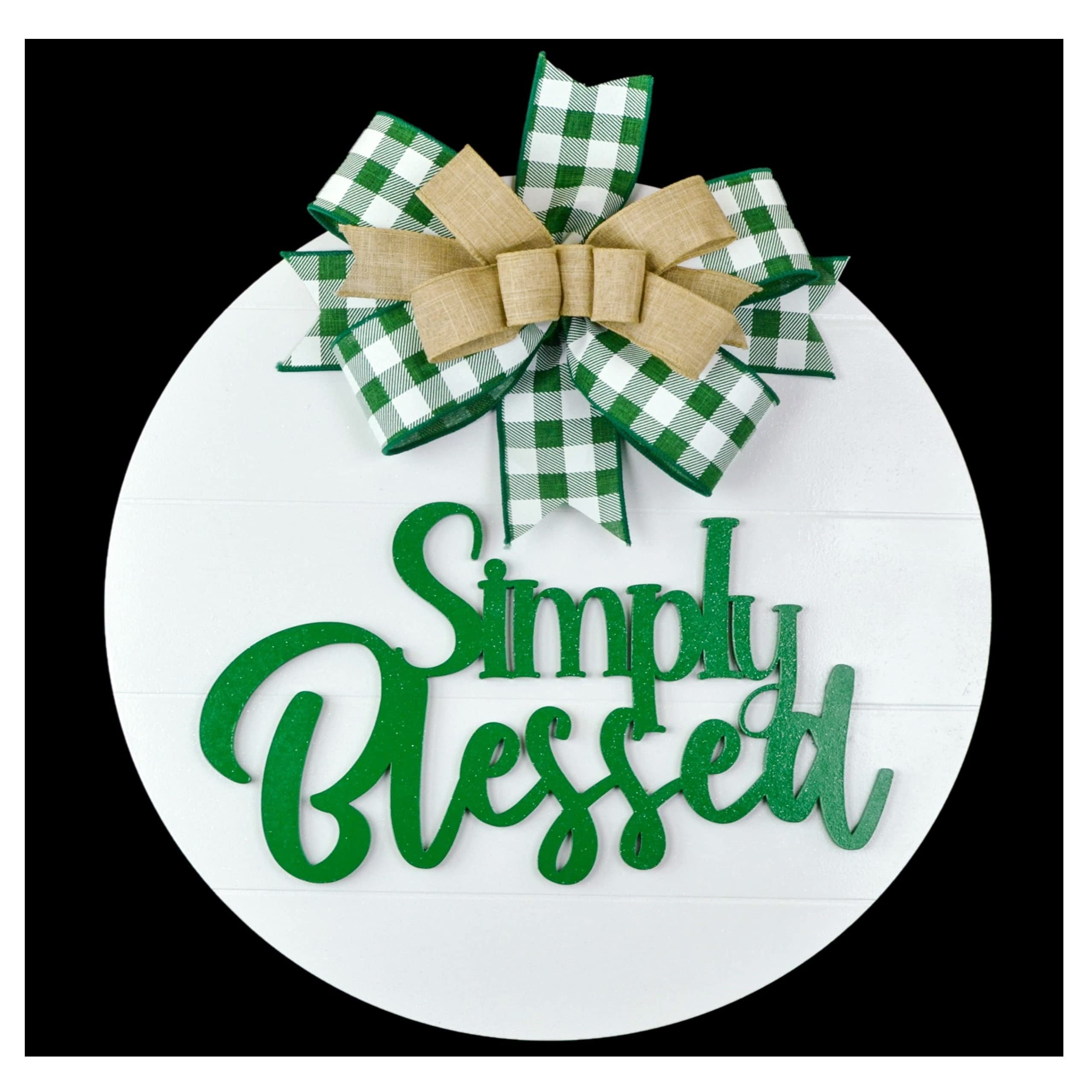 Spring Simply Blessed Door Hanger - Farmhouse Shiplap Round Front Porch ...
