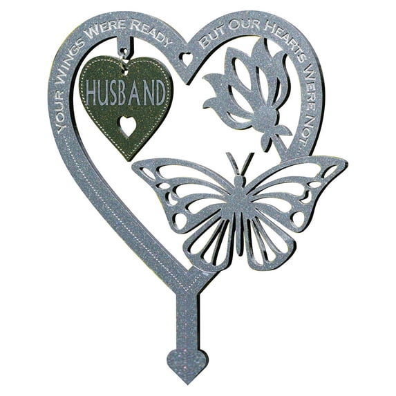 Spring Sleek Heartshaped Lawn Insert Butterfly Flower Decorated Tribute ...