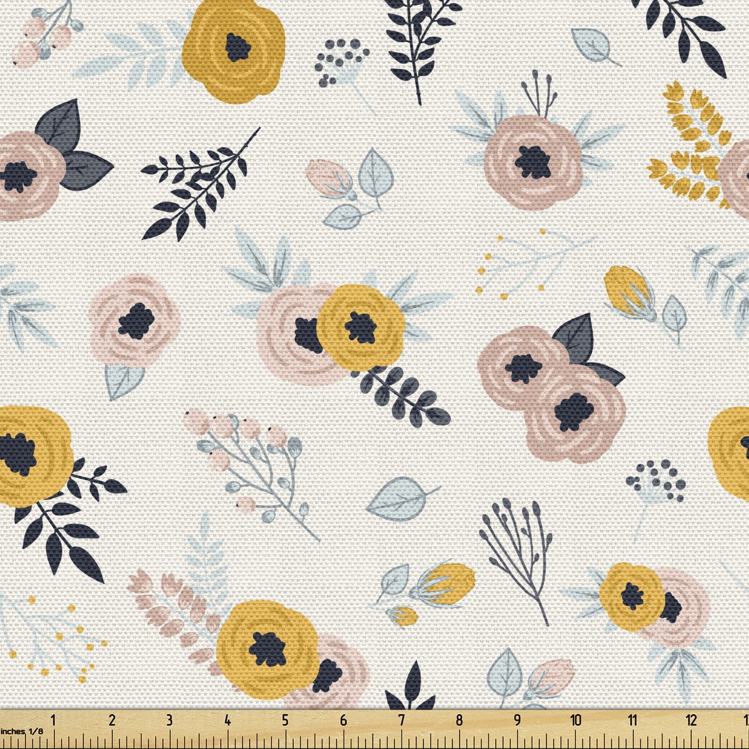 Ambesonne Spring Fabric by the Yard Upholstery, Pastel Romantic Nature ...