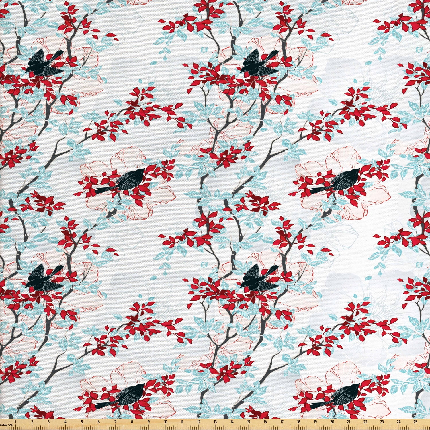 Ambesonne Spring Fabric by the Yard Upholstery, Vintage Chinese Trees ...