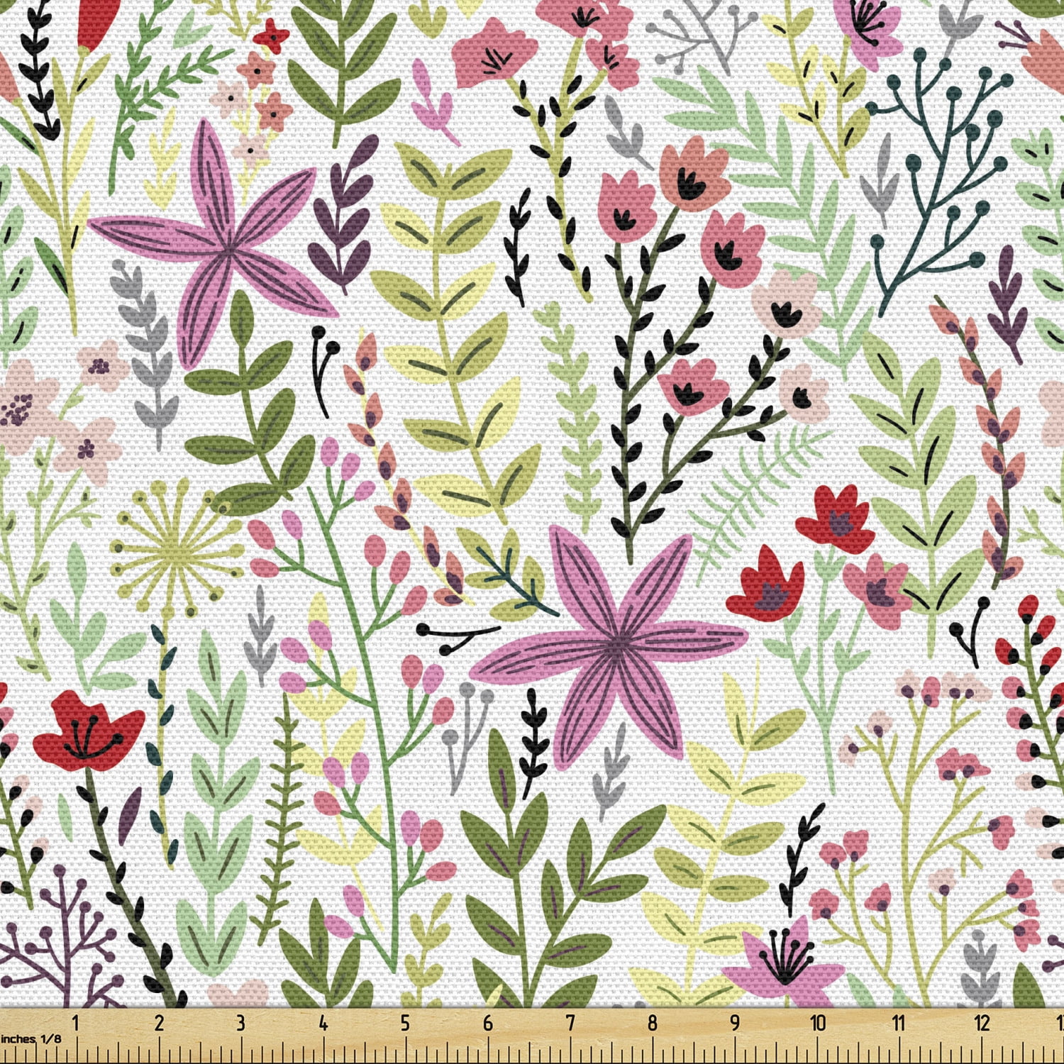 Spring Sofa Upholstery Fabric by the Yard, Wild Flowers Pointy Petals ...