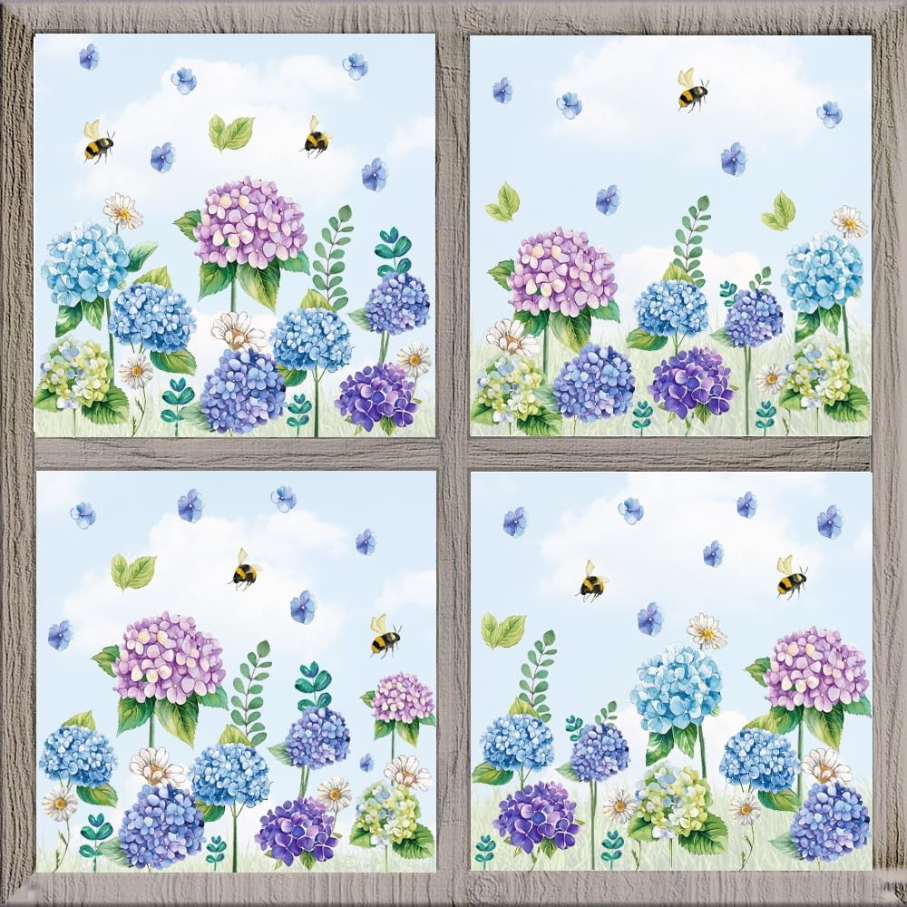 Spring Static Window Clings, 9 Sheets Waster Sprayed Reusable Removable ...