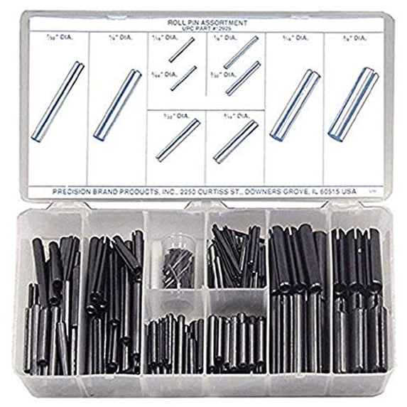 Spring Steel Slotted Spring Pin Assortment (300 Pieces), Plain Finish ...