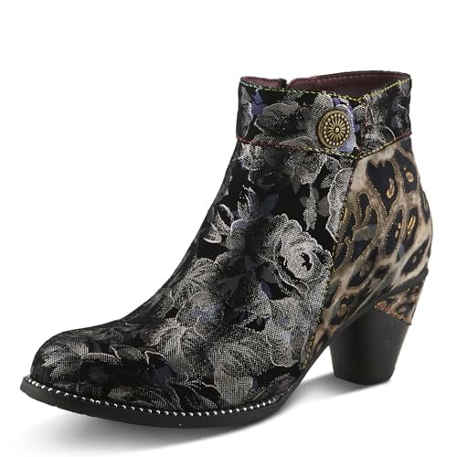 Spring Step L'Artiste Dessalynn Heeled Booties - Suede Velvet Floral ...