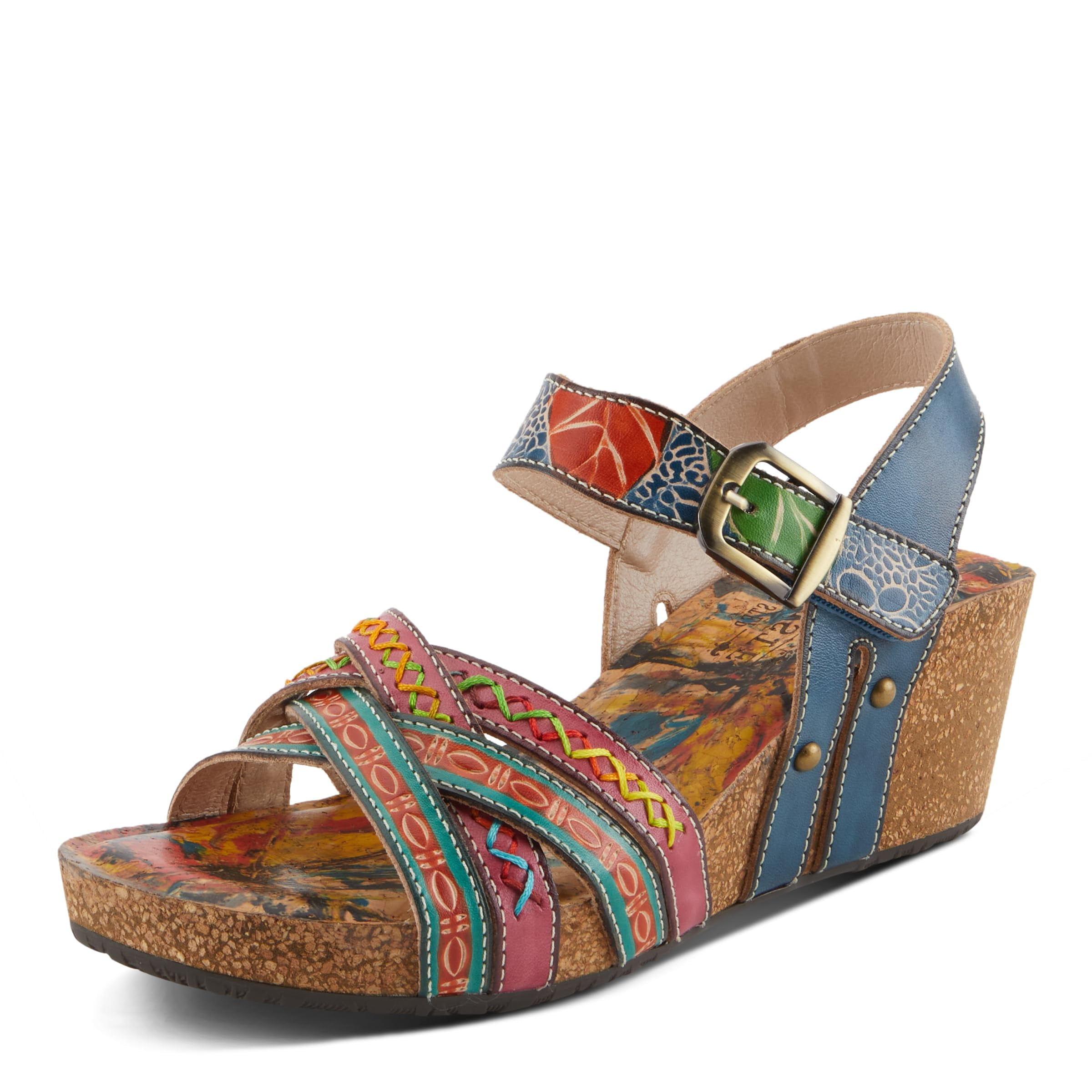 Spring Step L'Artiste Women's BOSQUET - Hand-Painted Wedge Sandals for ...