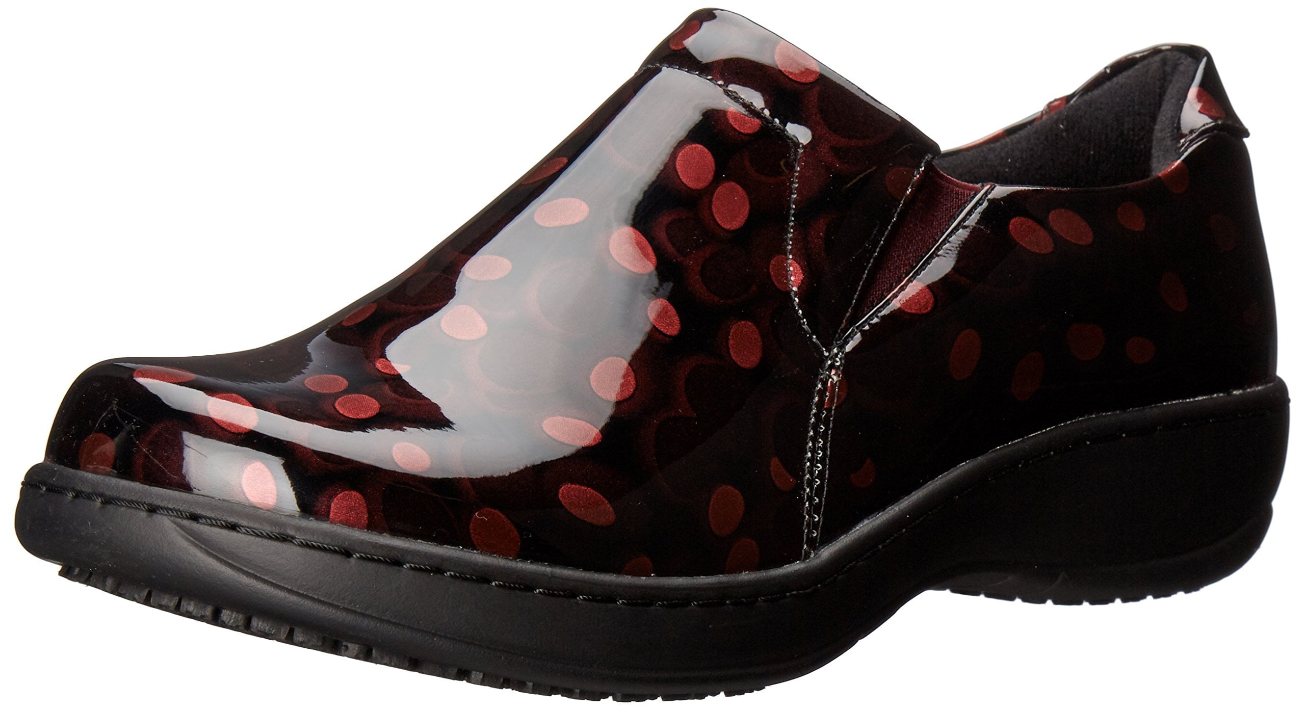 Spring Step Pro Belo Clogs Burgundy Polka Dots - Walmart.com