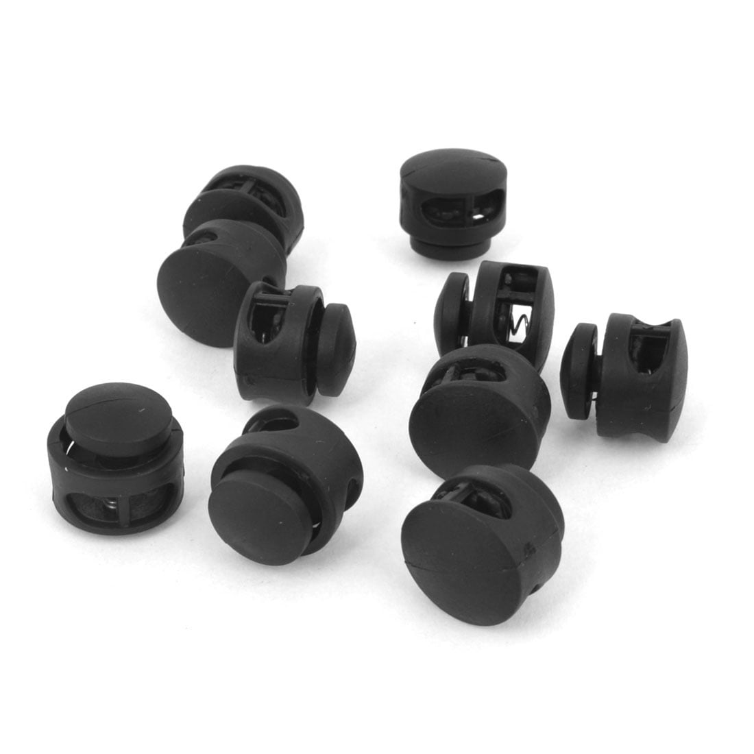 Spring Stop 6mm Dia Double Holes Plastic Shoelace Buckle Lanyard Cord ...