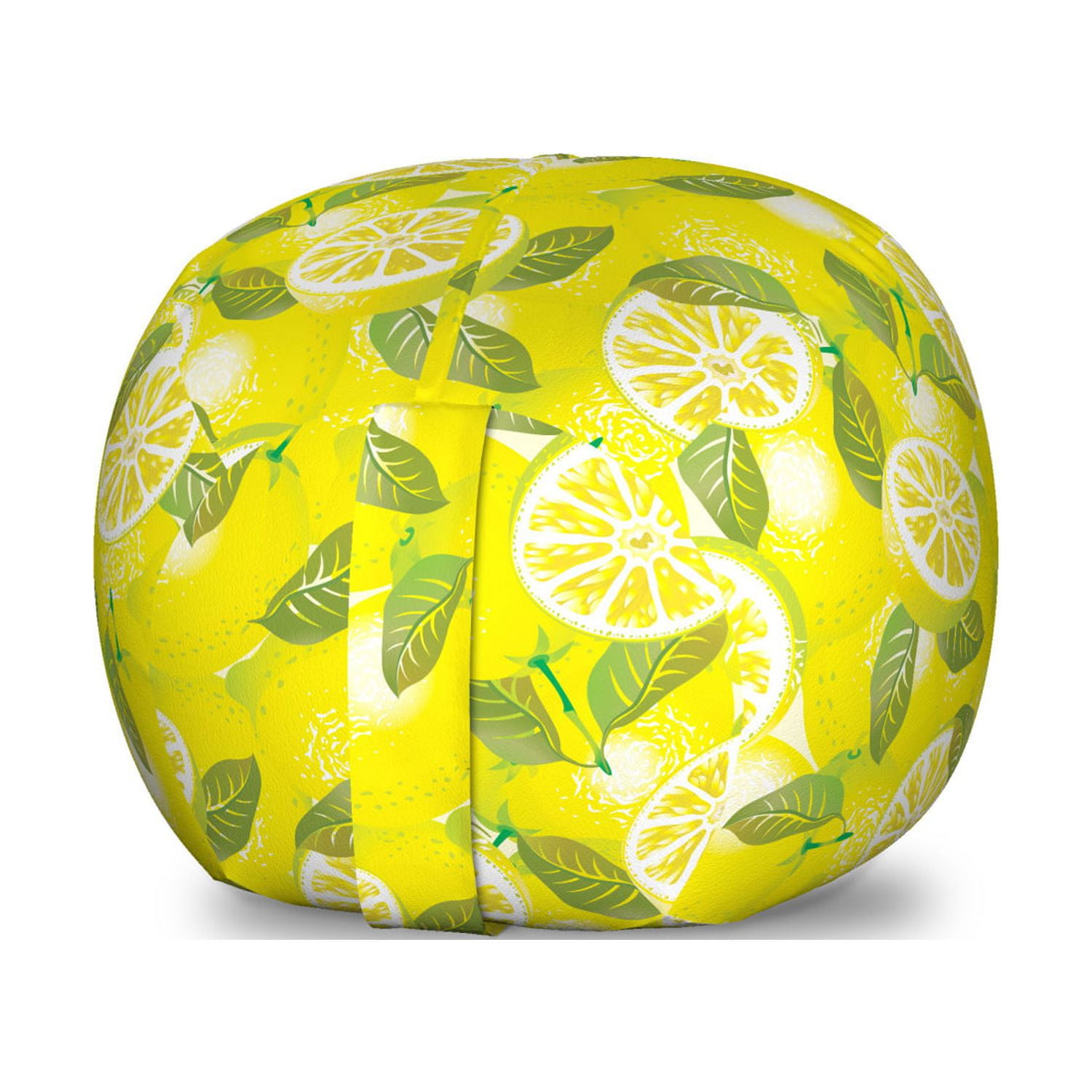 Spring Storage Toy Bag Chair, Fresh Lemon Slices with Leaves Background ...