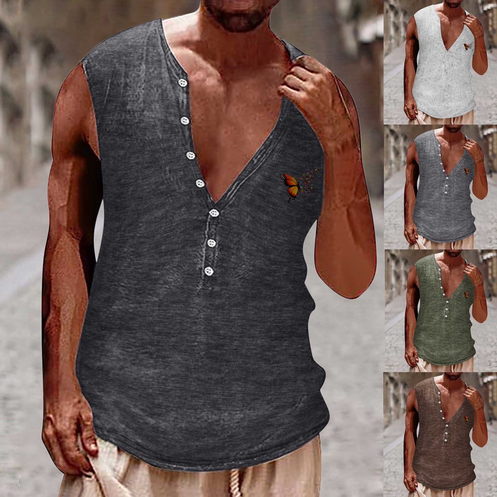 Spring Style POROPL Men Tank Tops Gray Summer Workout Tank Tops ...