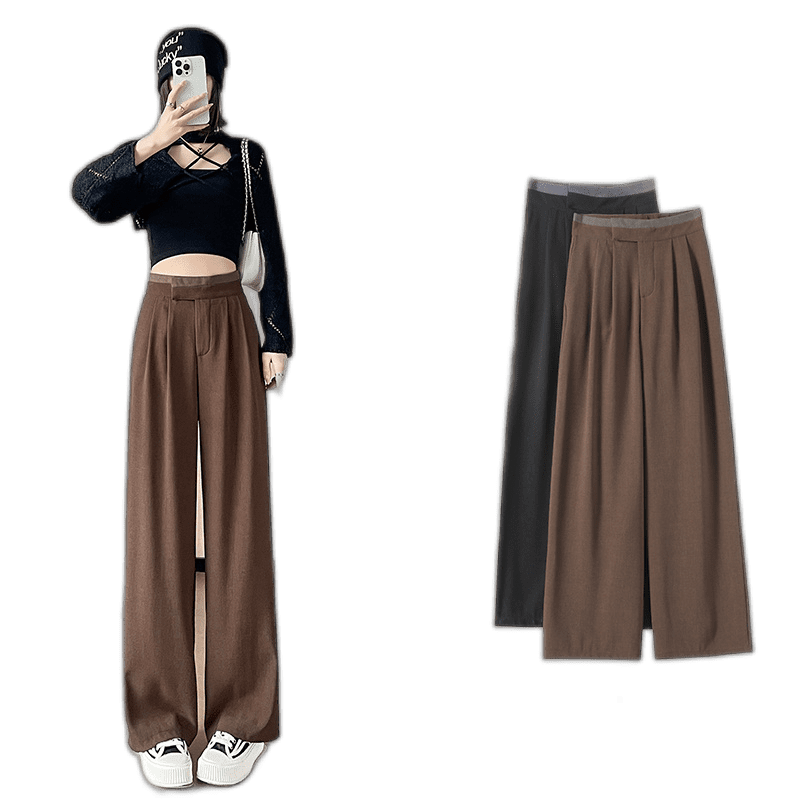 Spring Suit Pants High Waist Narrow Version Wide -Leg Pants Straight ...