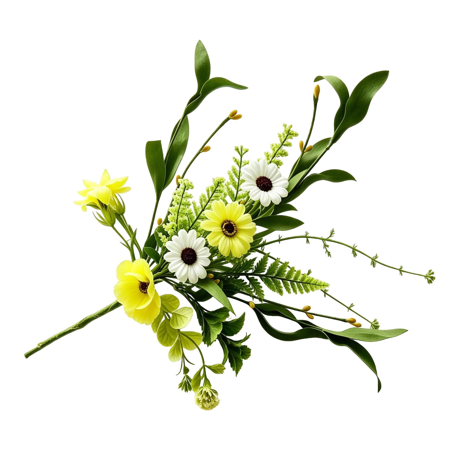 Spring Summer Artificial Bouquet Daisy Fern Faux Flowers For Home ...