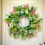 Spring Summer Artificial Floral Wreath, Colorful Faux Flower Wreath for ...
