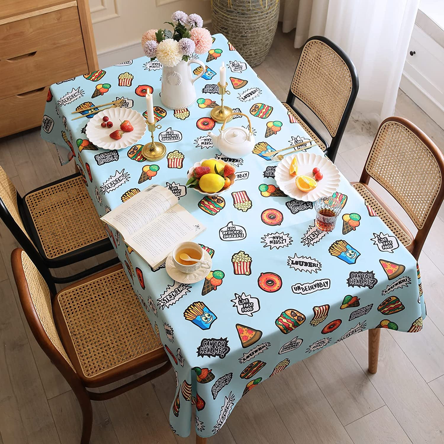 Spring Summer BBQ Picnic Tablecloth,Pattern in Hand Drawn Doodle Style ...