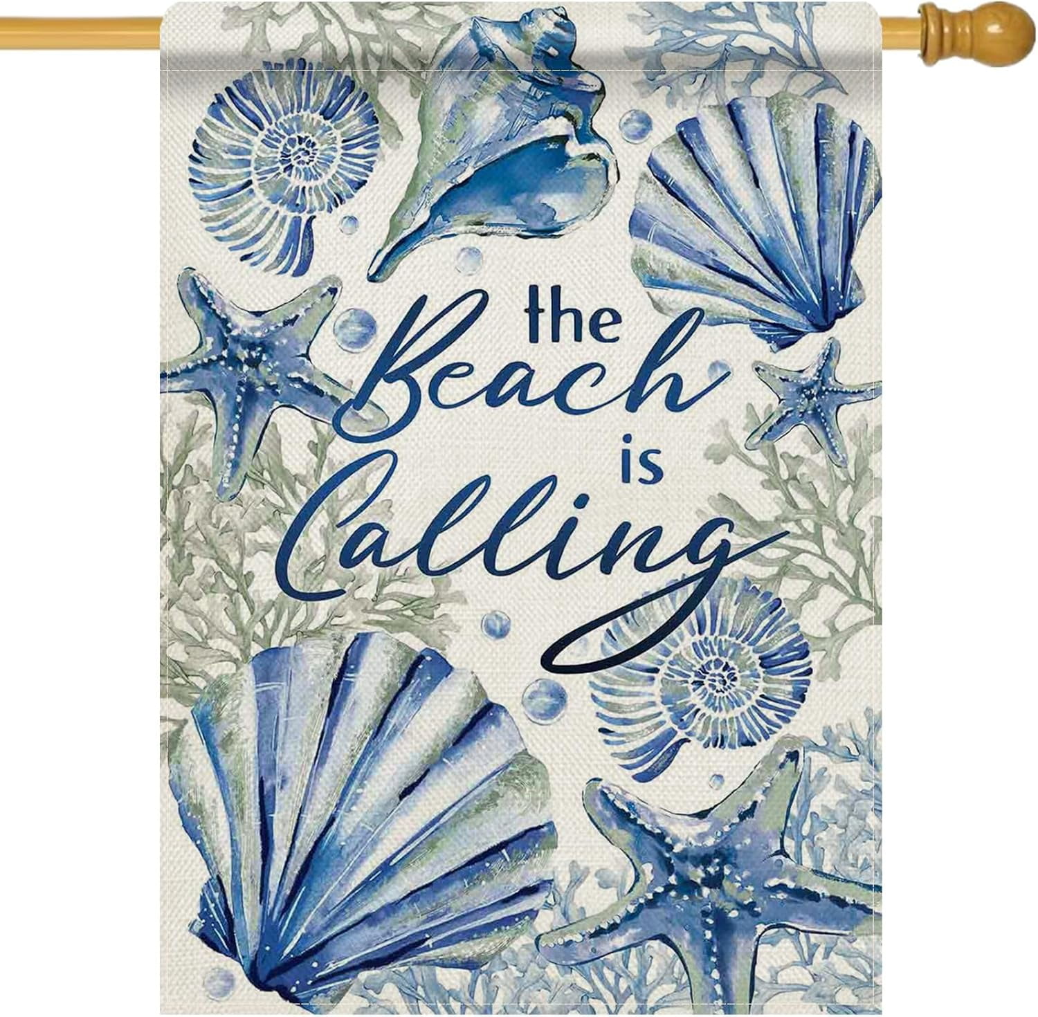 Spring Summer The Beach is Calling 28 x 40 House Flag Double Sided ...
