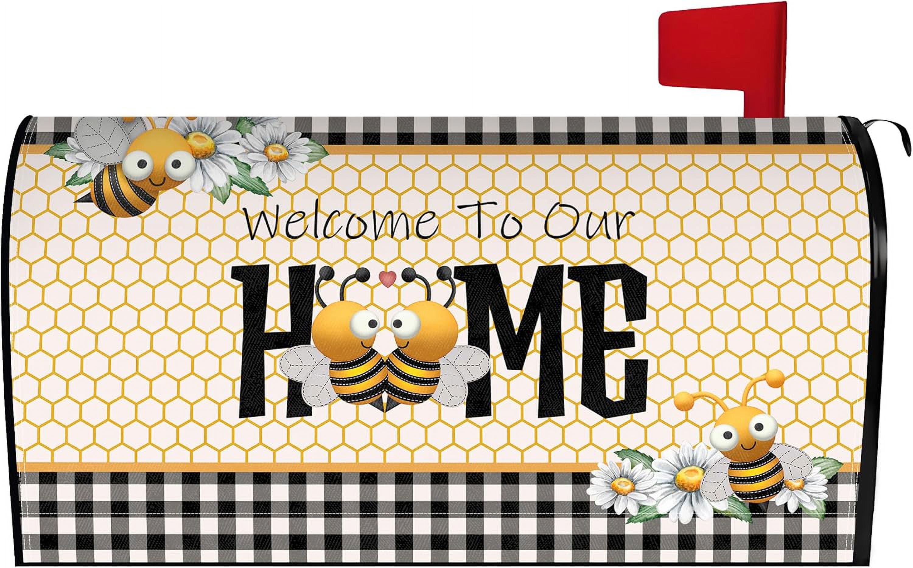 Spring Summer Bee Mailbox Cover 21x18 Inch, Welcome to Our Home Post ...