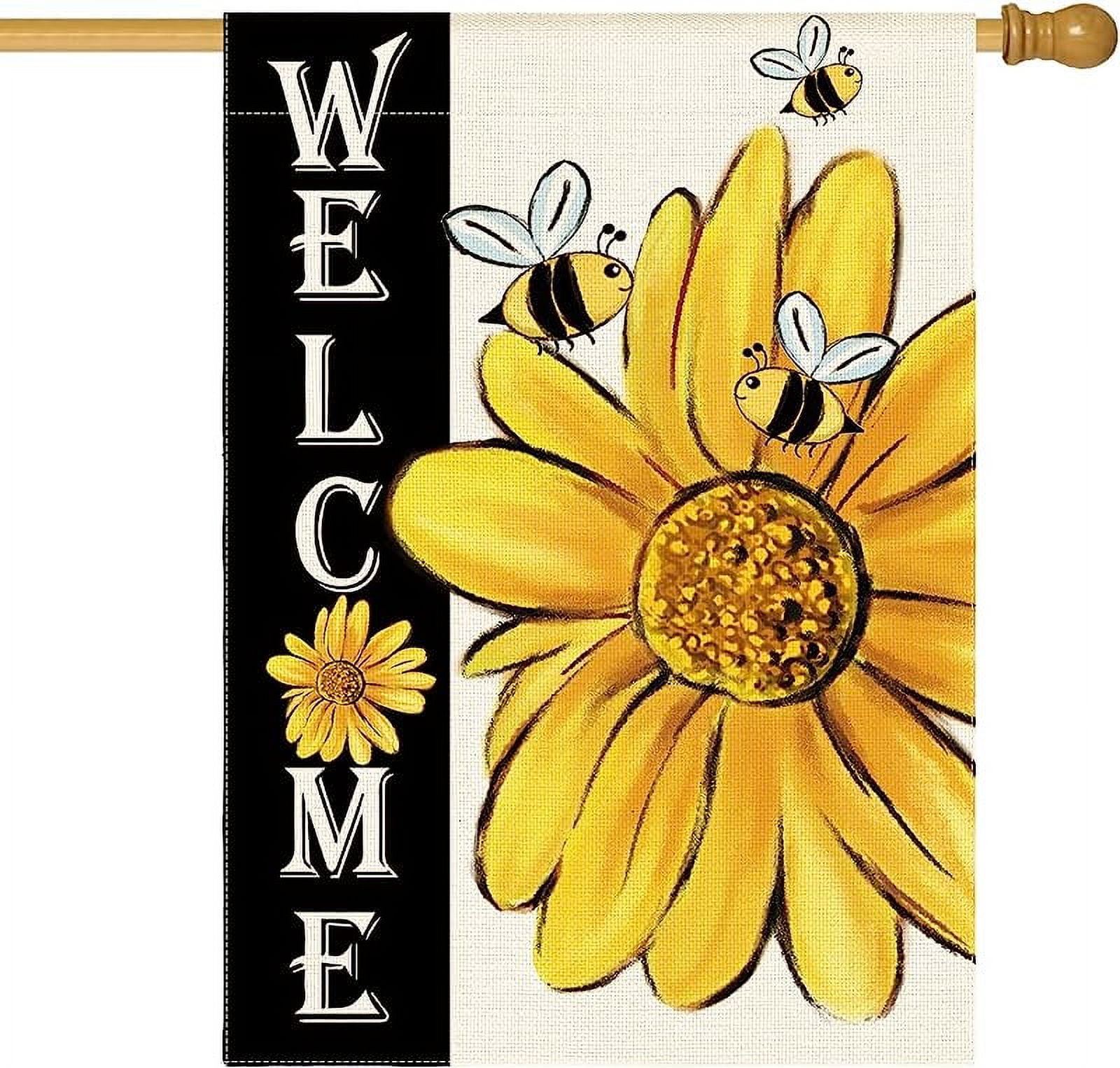 Spring Summer Bee Sunflower Garden Flag 12x18 Inch Double Sided ...