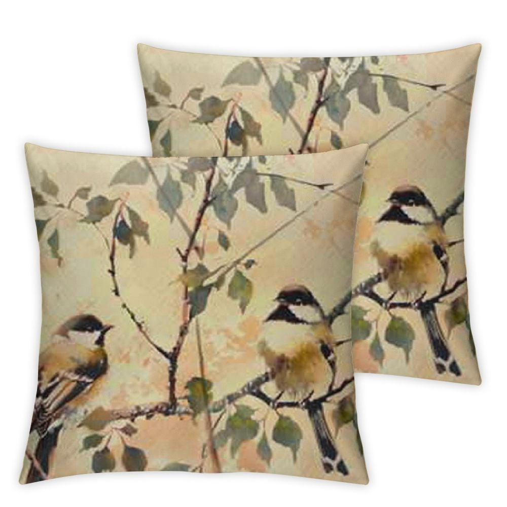 Spring Summer Birds Decorative Throw Pillow Covers Chickadee Goldfinch ...