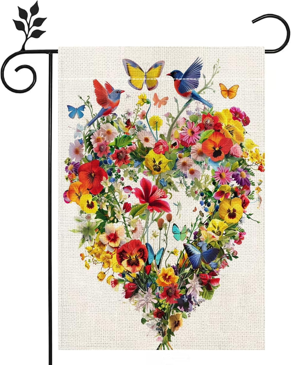 Spring Summer Birds Flowers Butterflies Garden Flag for Outside ...