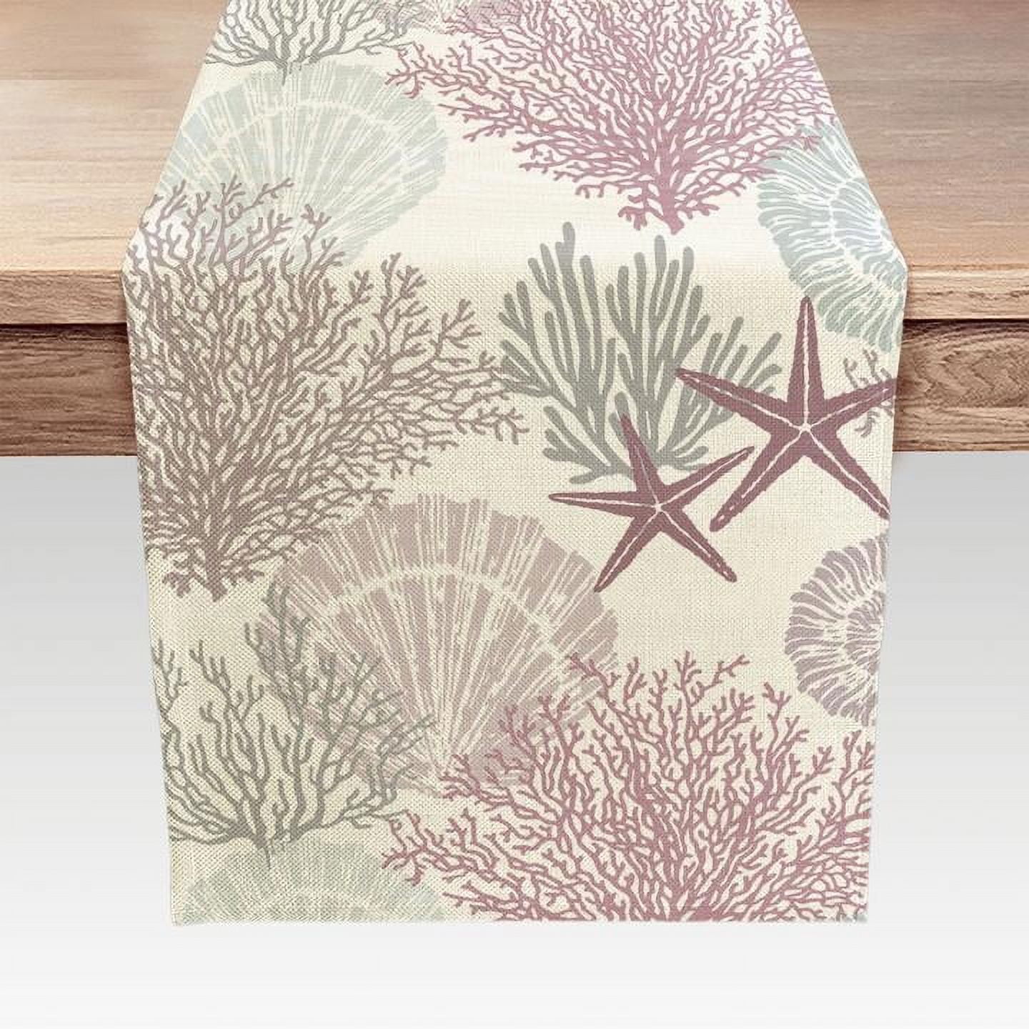 Spring Summer Blue Seashell Table Runner, Tropical Ocean Beach Blue ...