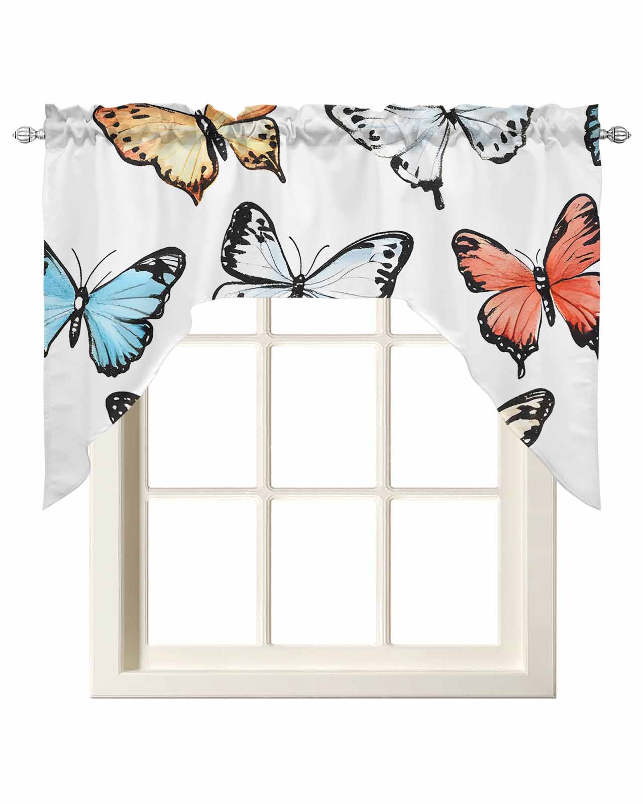 Spring Summer Butterflies Kitchen Swag Valances for Windows, Farmhouse ...