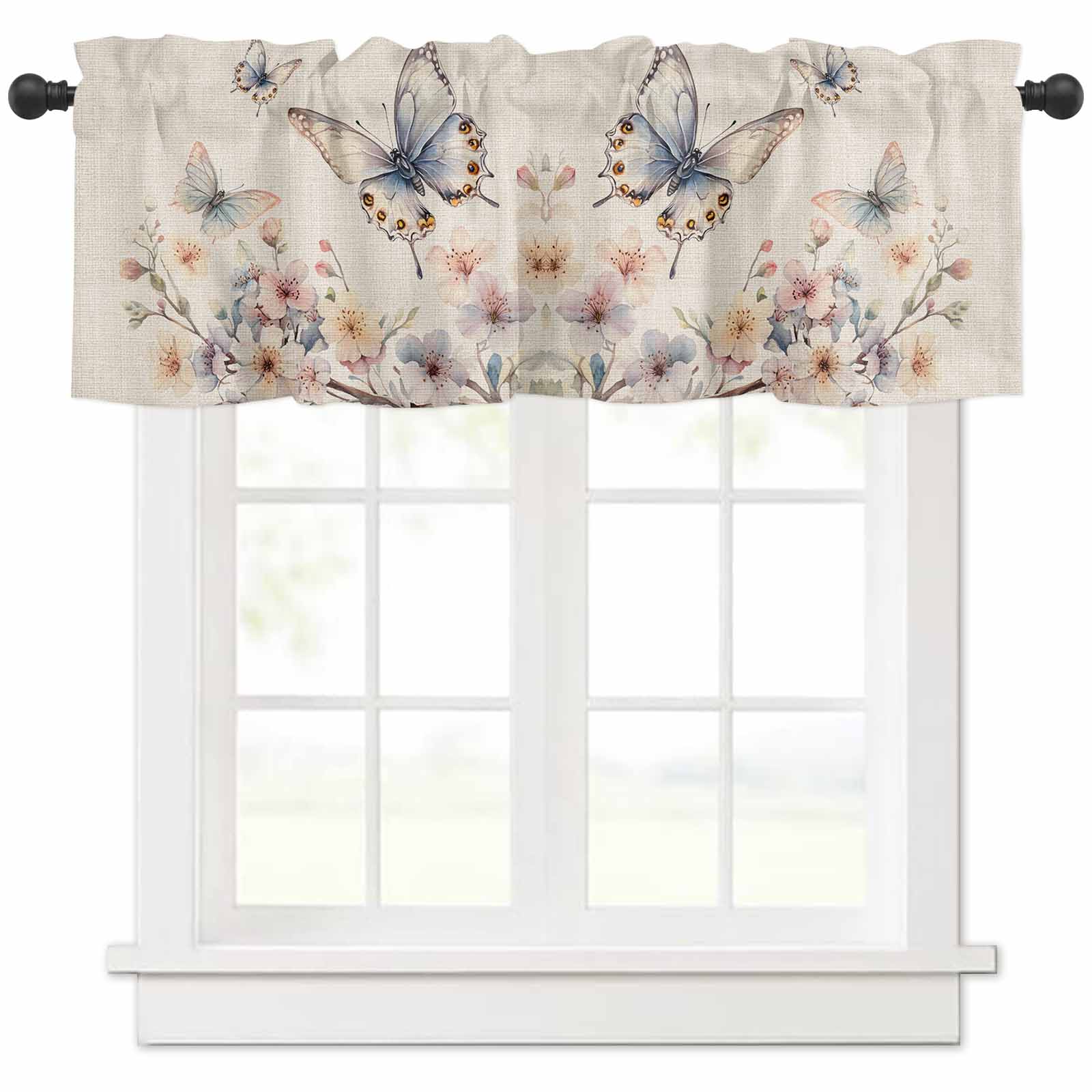 Spring Summer Butterflies Valances for Windows Farmhouse Kitchen ...