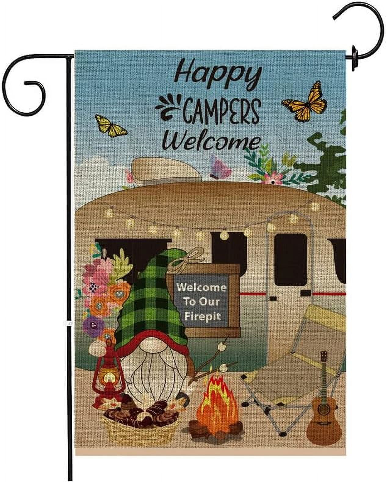 Spring Summer Camper Camping Garden Flag for Campsite Vertical 12x18 ...