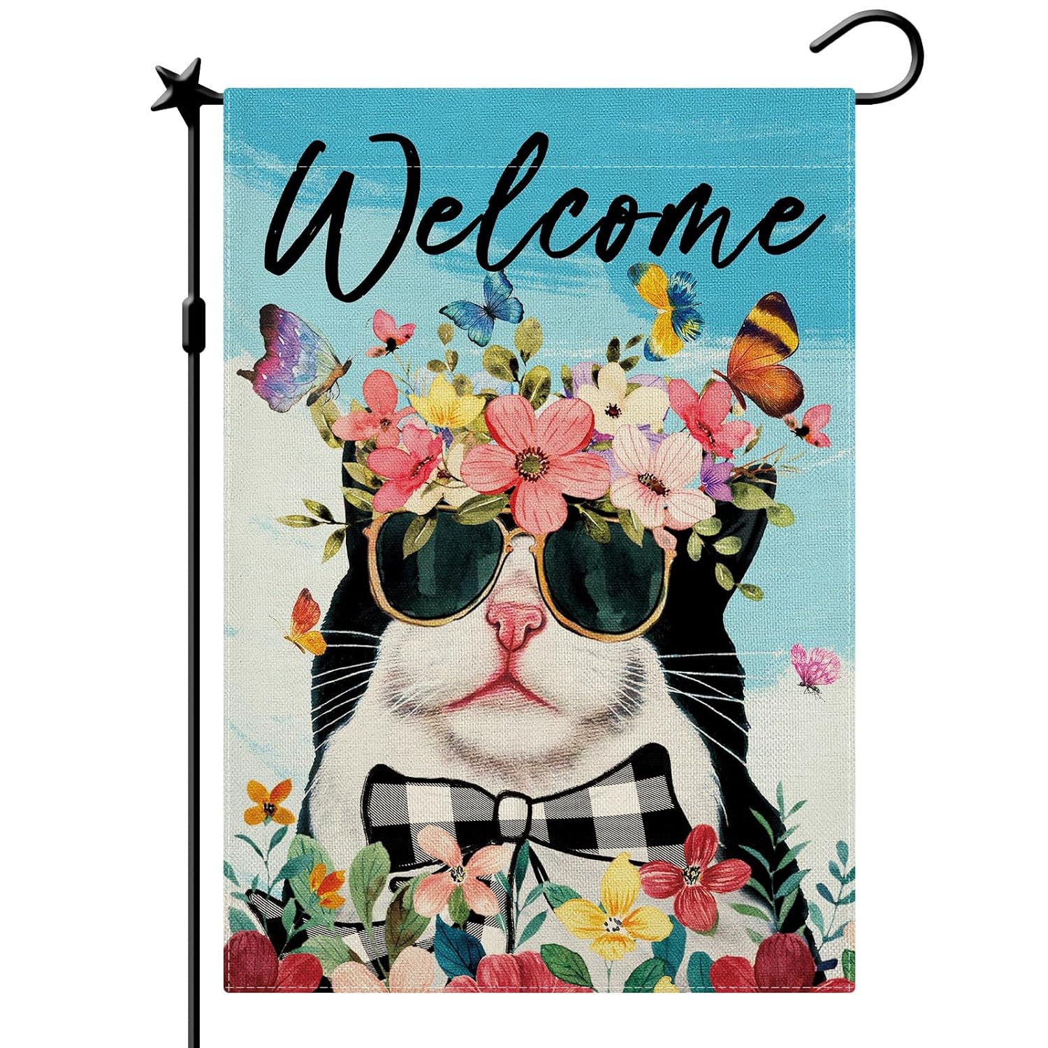 Spring Summer Cat Garden Flag, Spring Summer Welcome Cat Flags, Spring ...