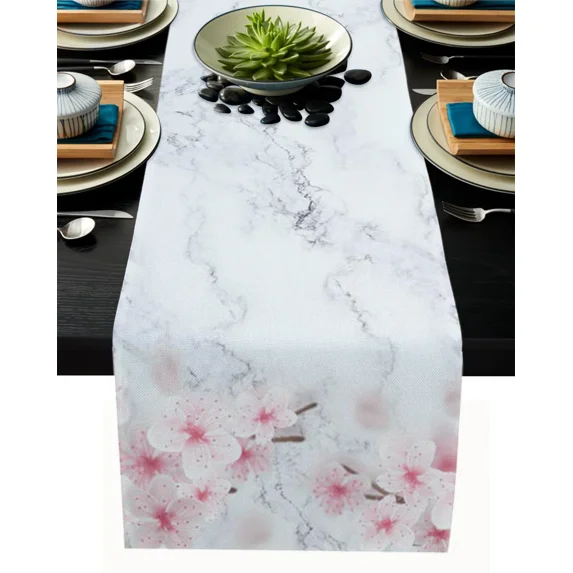 Spring Summer Cherry Peach Blossom Table Runner Home Wedding Table Mat ...