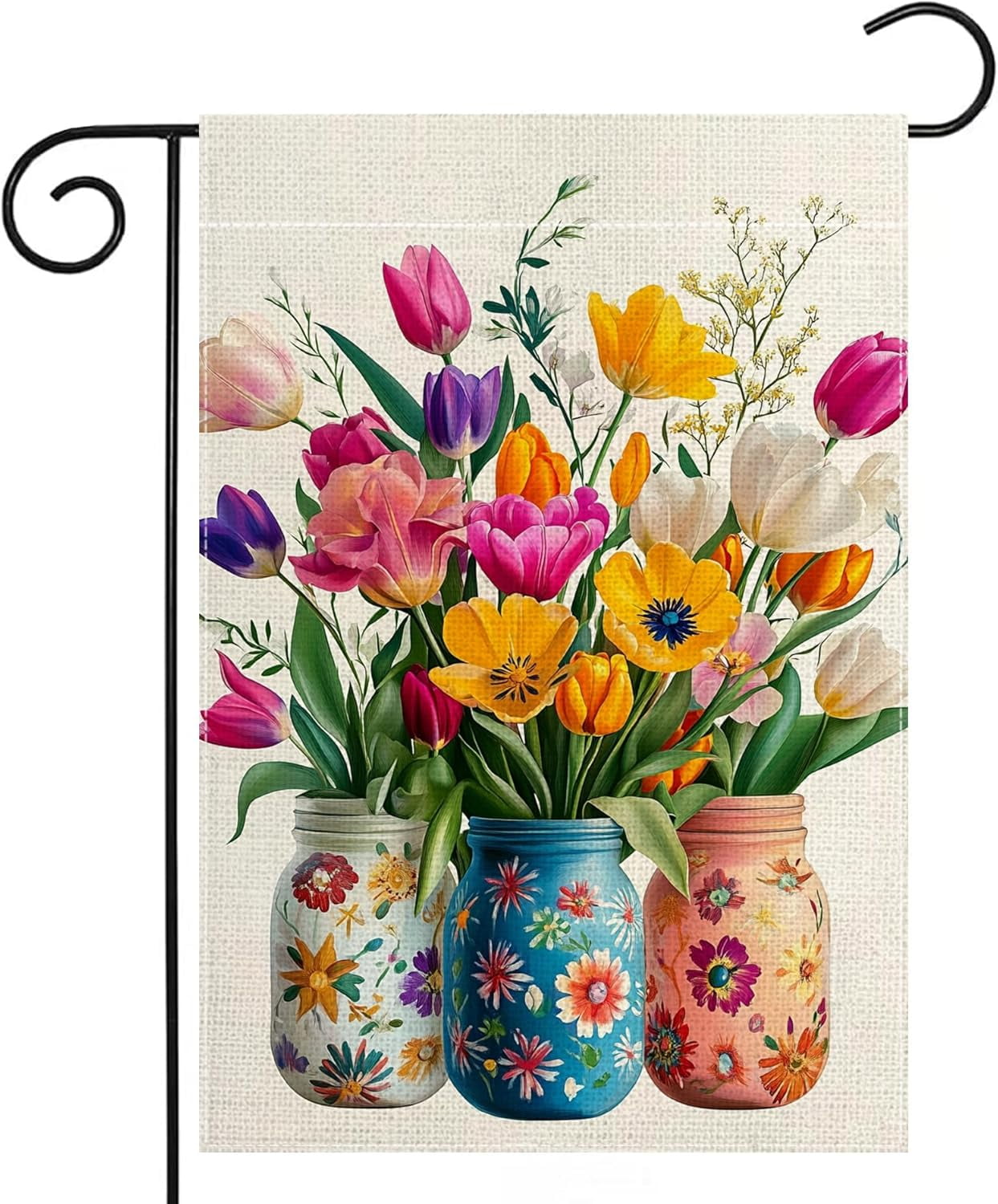 Spring Summer Colorful Floral Mason Jar Garden Flag 28x40" Inch Double ...