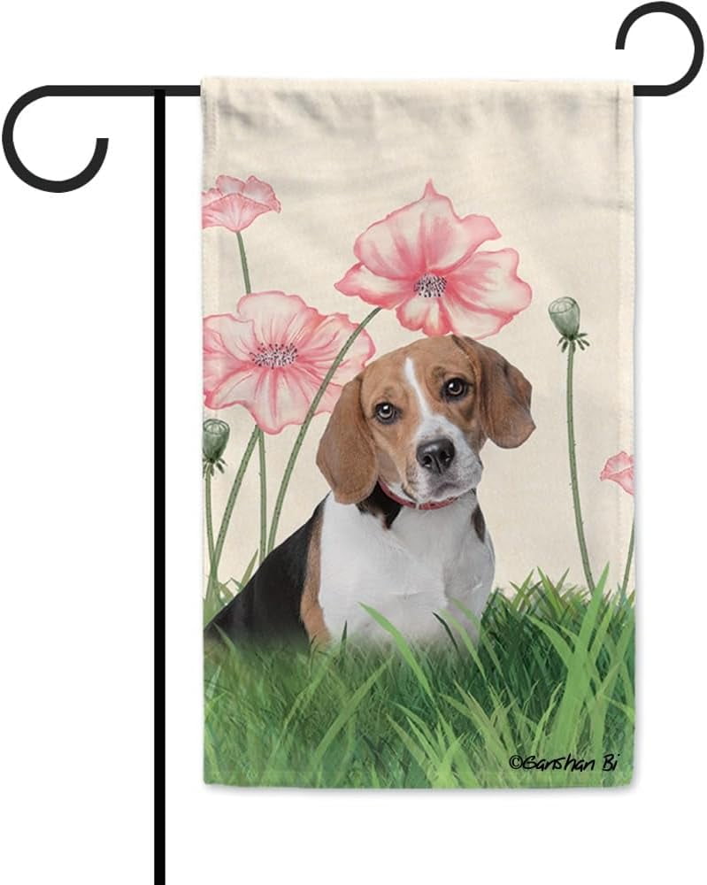 Spring Summer Dog Decorative Garden Flag Beagle Lotus Flowers Outside ...