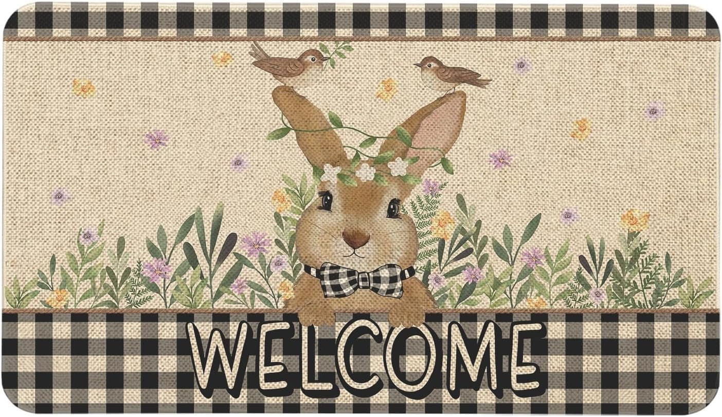 Spring Summer Door Mat 30 X 17 Inch Easter Bunny Welcome Doormat Indoor ...