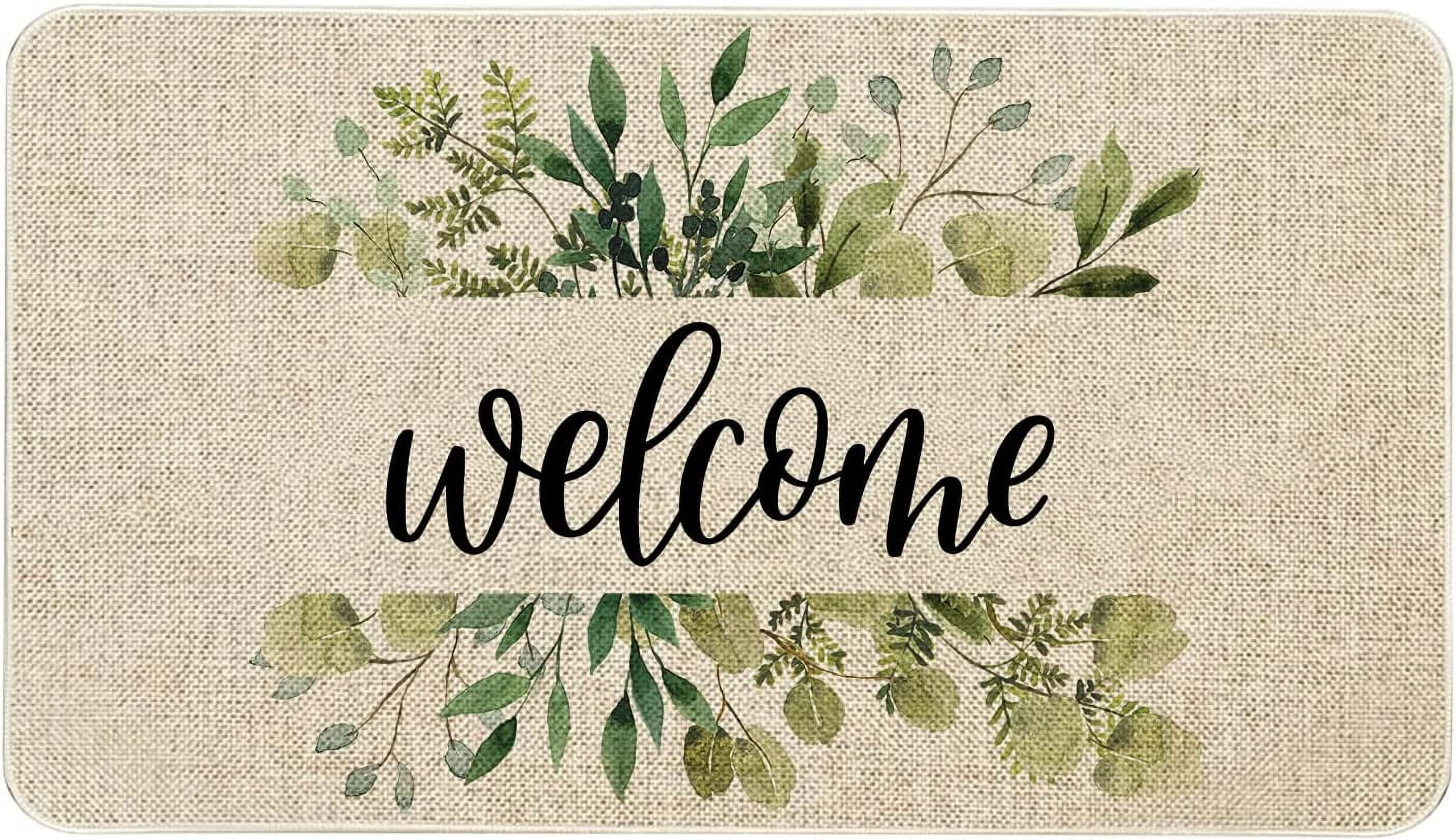 Spring Summer Door Mat 30 X 17 Inch Spring Eucalyptus Floral Welcome ...