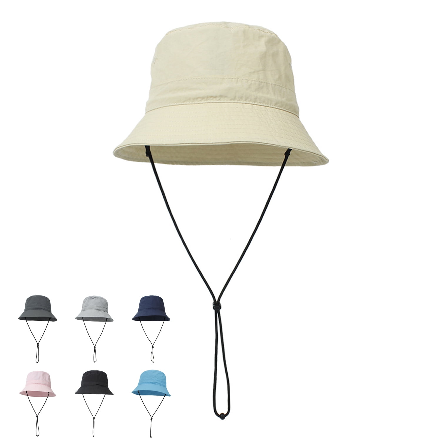 Spring Summer Drawstring Bucket Hat Outdoors Fisherman Hat - Walmart.com