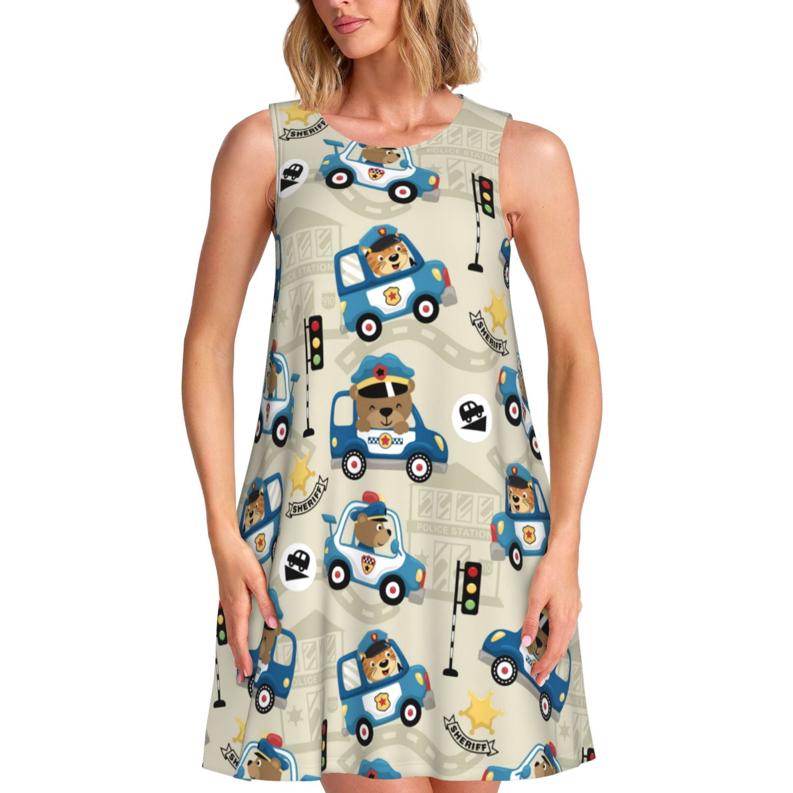 Spring Summer Dresses for Women 2025 - Animals Driving Police Car ...